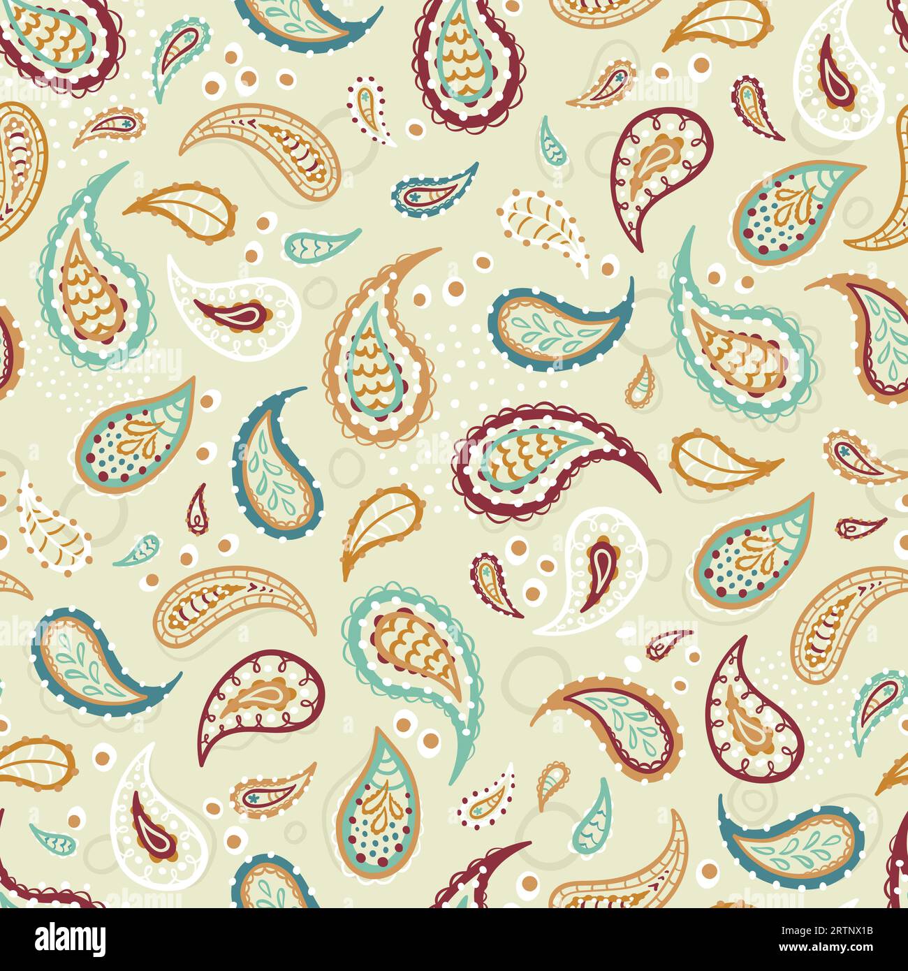 Lovely hand drawn Paisley seamless pattern, abstract background, great ...