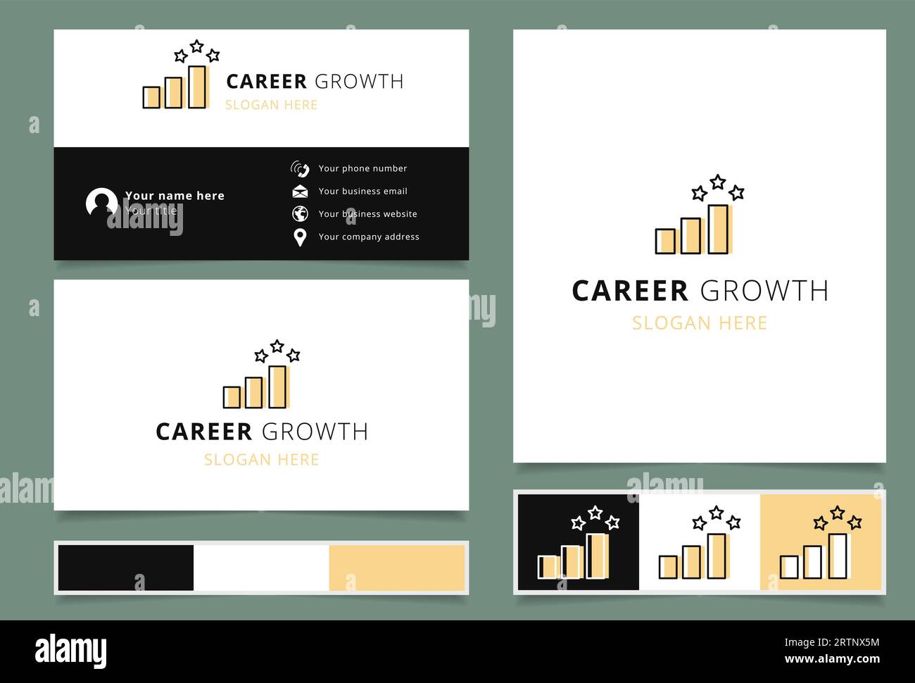 Career growth logo design with editable slogan. Branding book and ...
