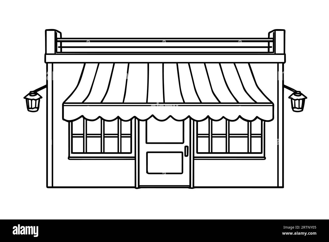 Storefront line design. Hand drawn shop line art vector illustration ...