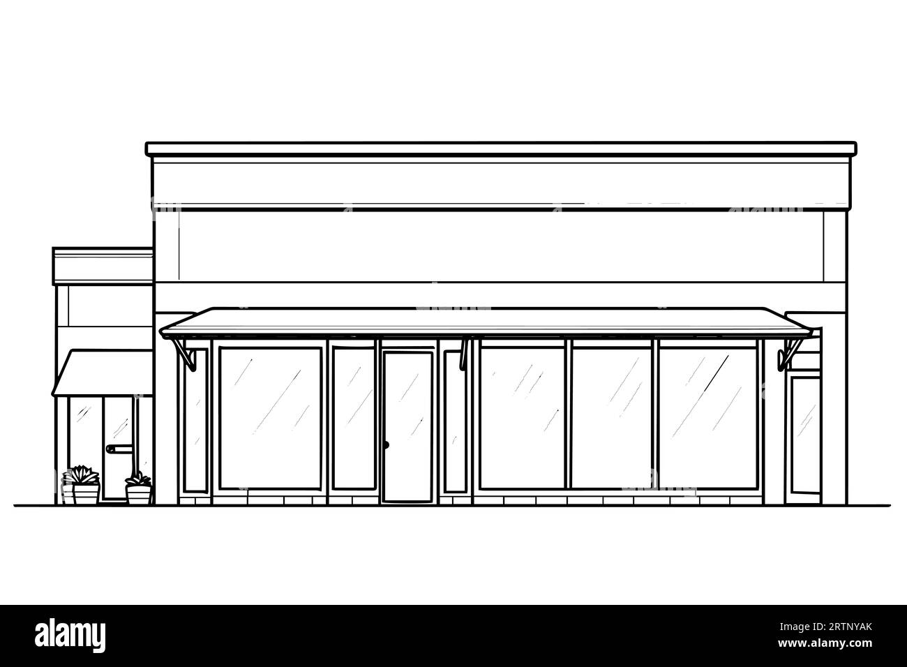 Storefront line design. Hand drawn shop line art vector illustration ...