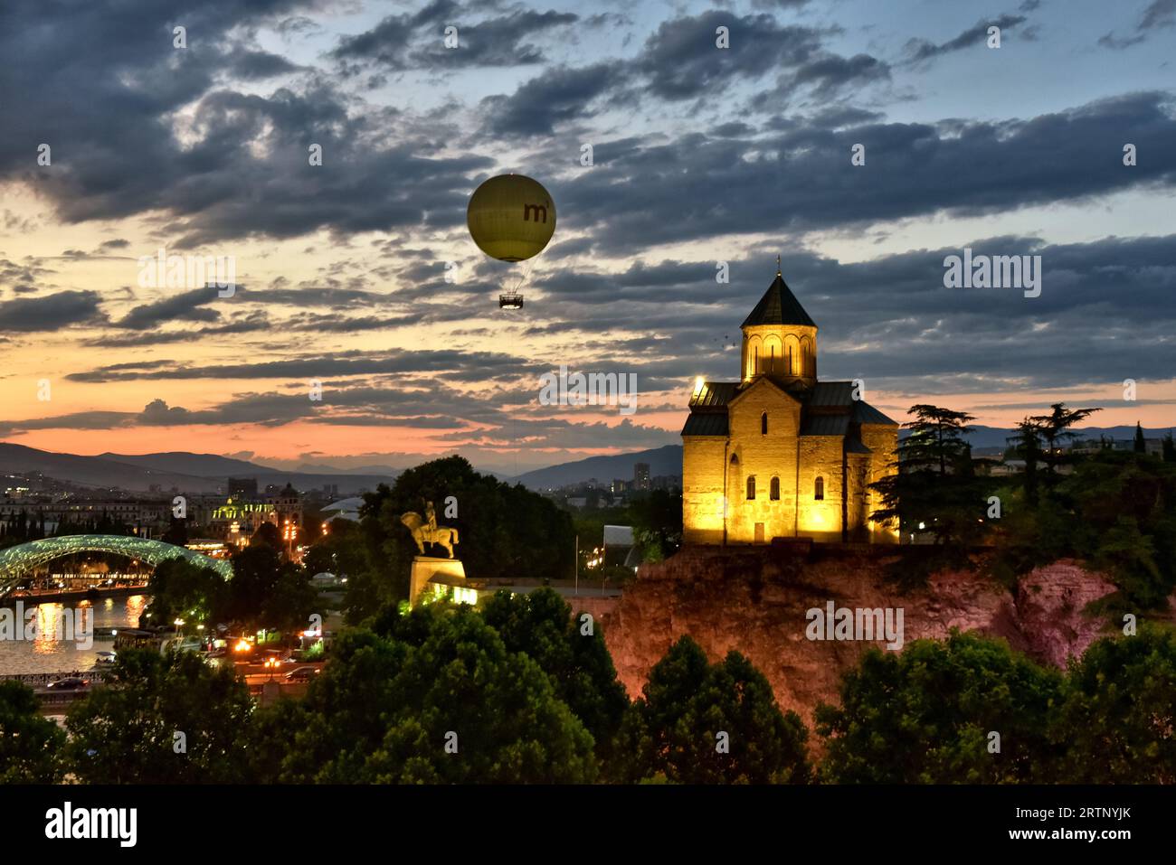 View of eastern cliff of Tbilisi old town from Tiflis Veranda (that had ...