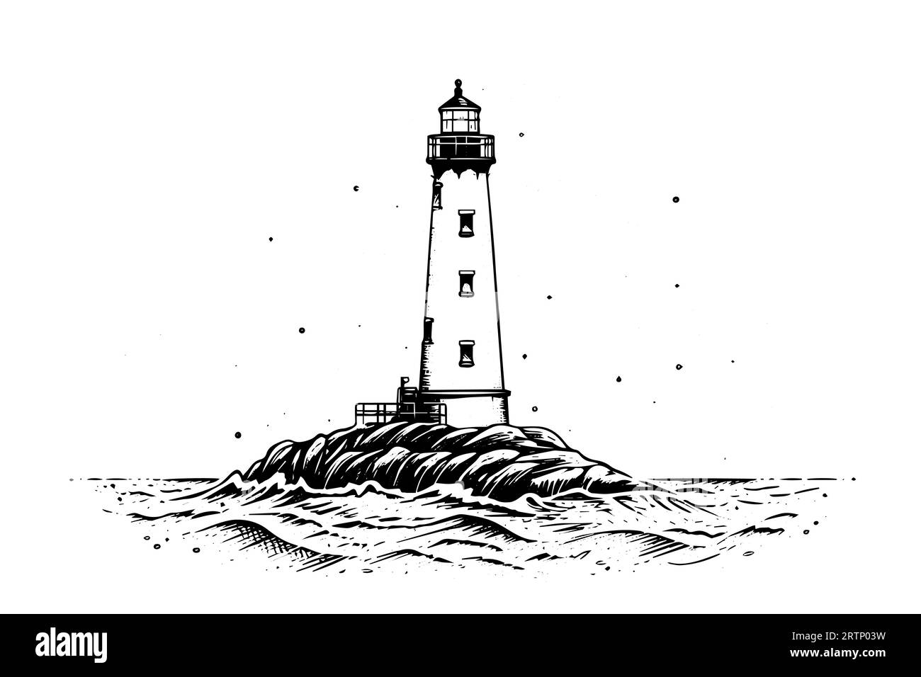 Hand drawn ink sketch of lighthouse. Template for design works ...