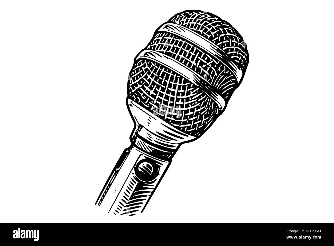 Vintage microphone hand drawn sketch engraving style vector ...