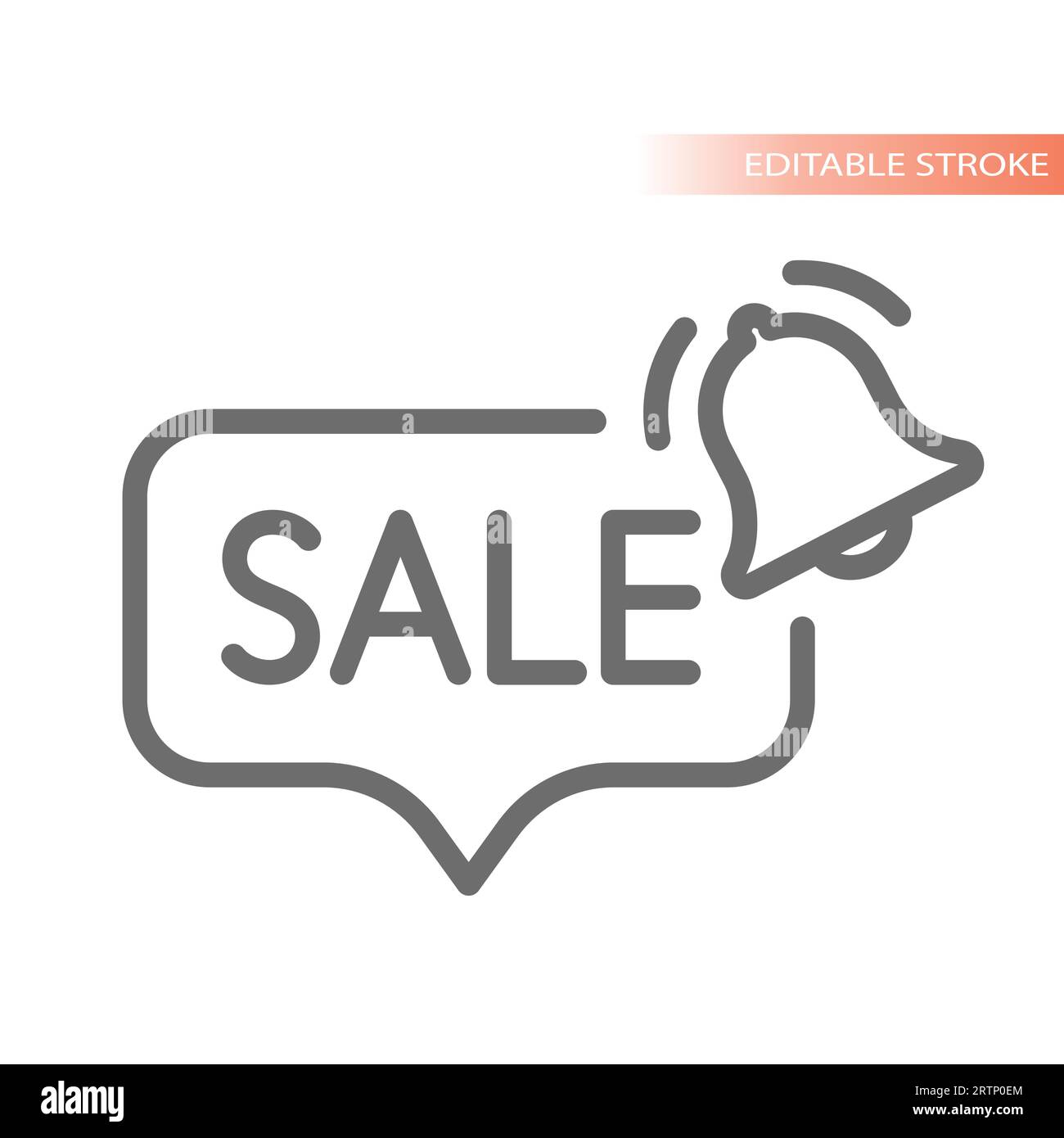 Sale banner cloud with bell line vector icon. Discount or promotion ...