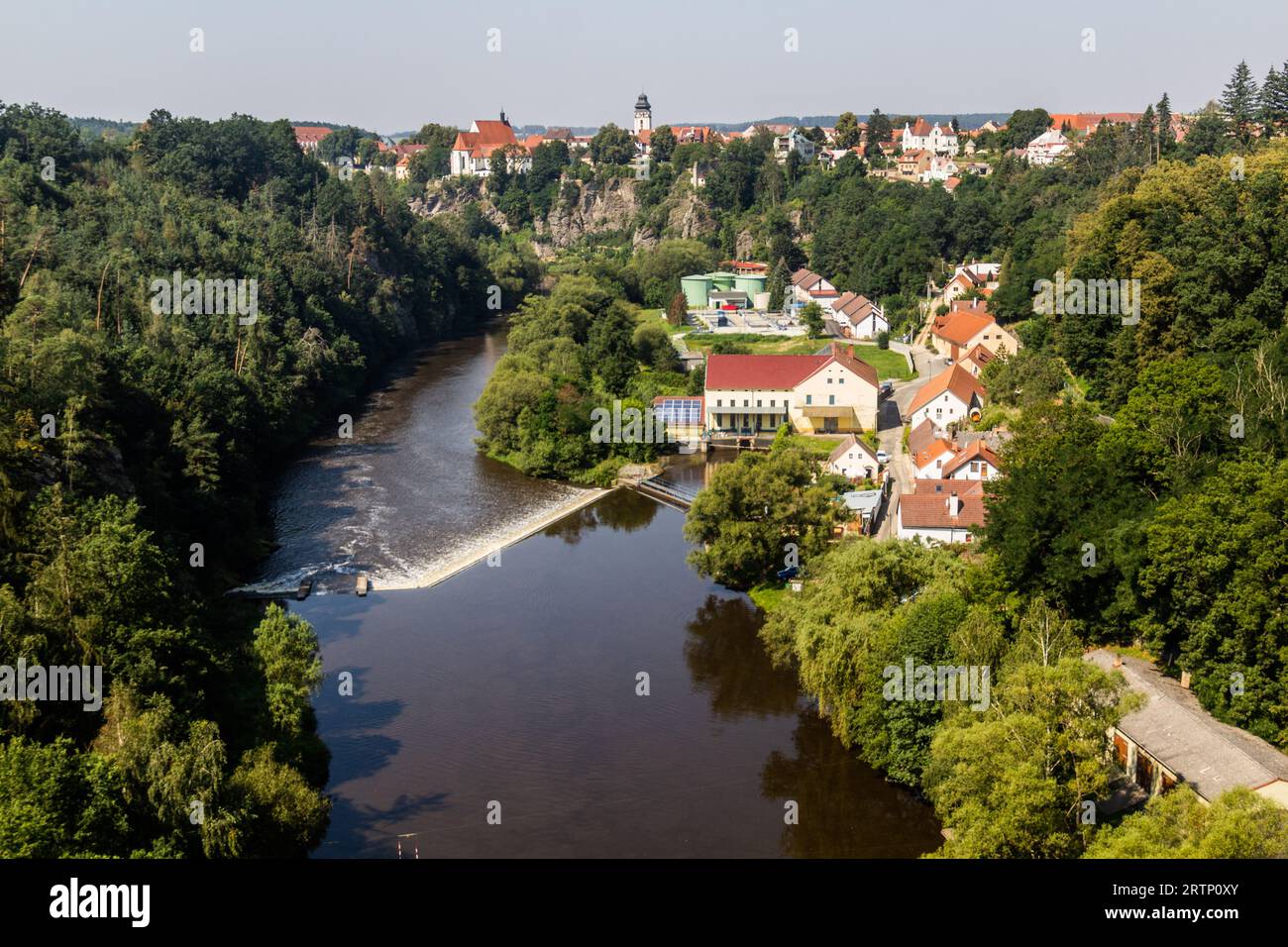 Aerial view of Bechyne town and Luznice river, Czech Republic Stock ...