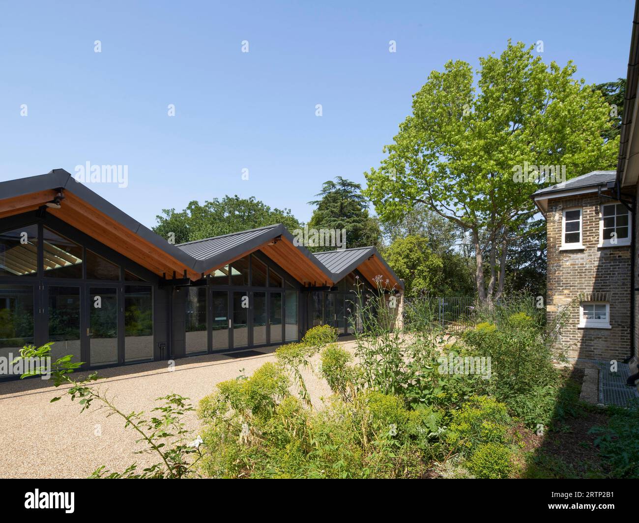 Exterior view of 'glass house'. Springfield Park, London, United ...