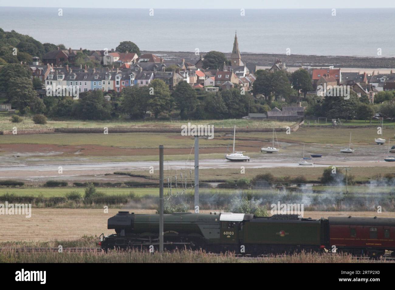 Flying Scotsman Steam Train from (York - Edinburgh) passing Alnmouth ...