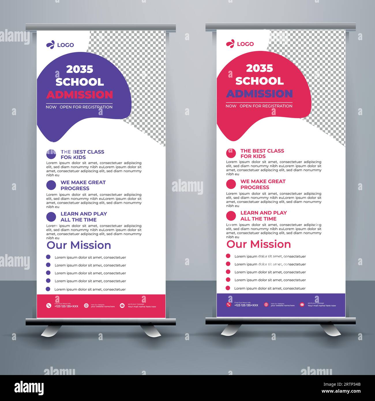 Modern and creative school admission Roll Up Banner template Premium ...