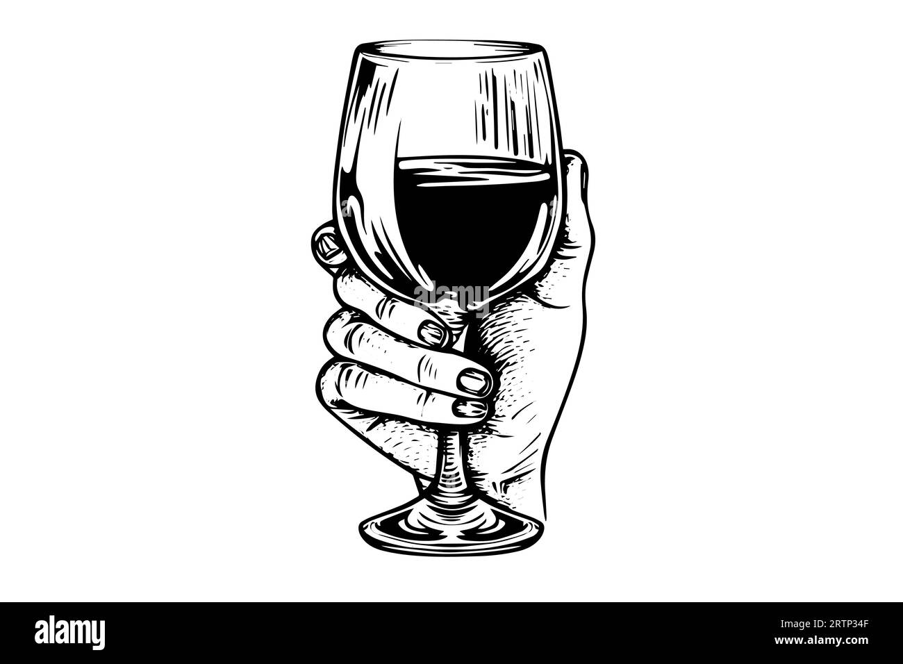 Wine Glass In Hand Drawn Ink Sketch Engraving Style Vector Illustration Stock Vector Image And Art