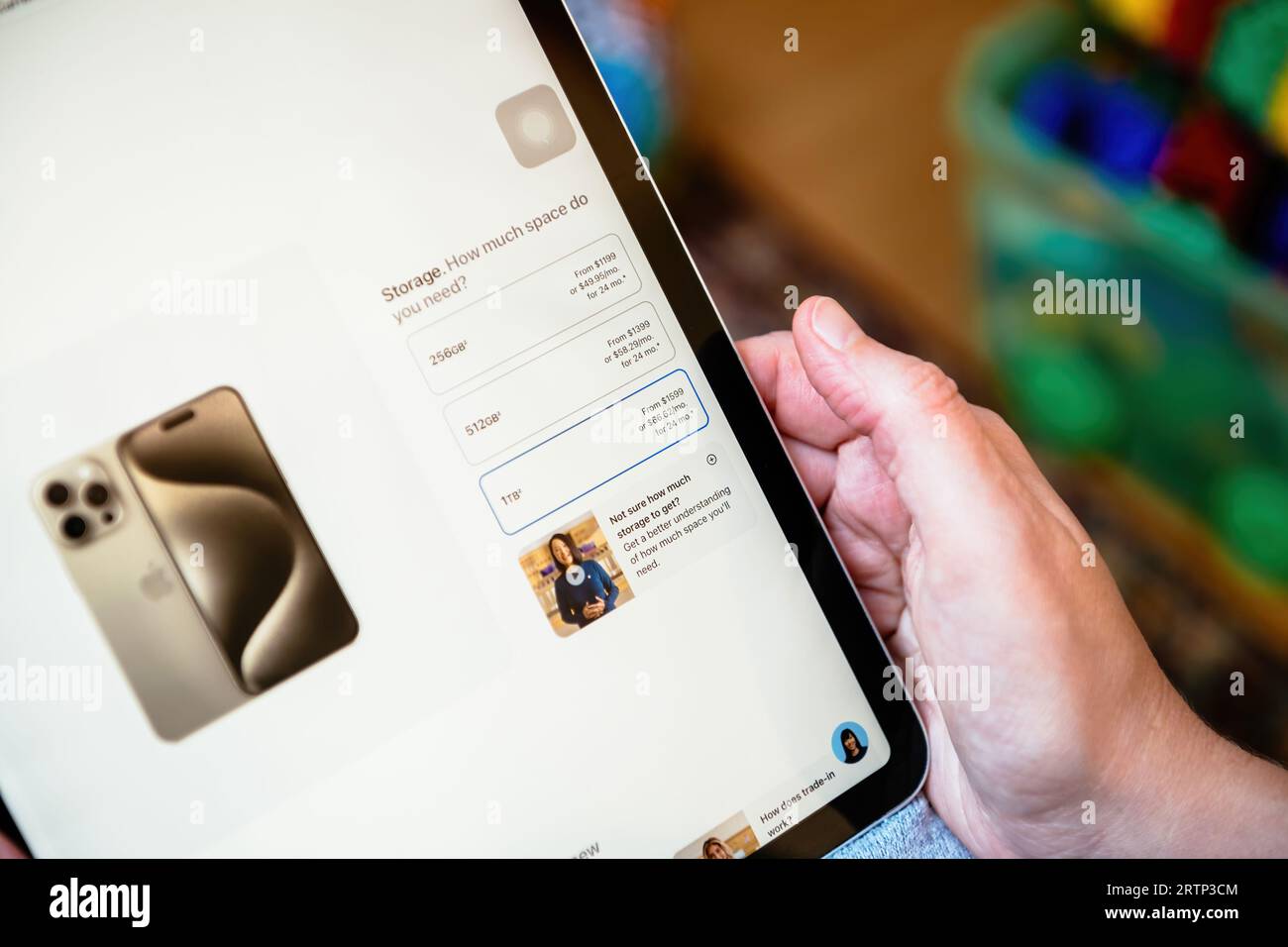 London, UK - Sep 13, 2023: using smart tablet iPad Pro, actively ...