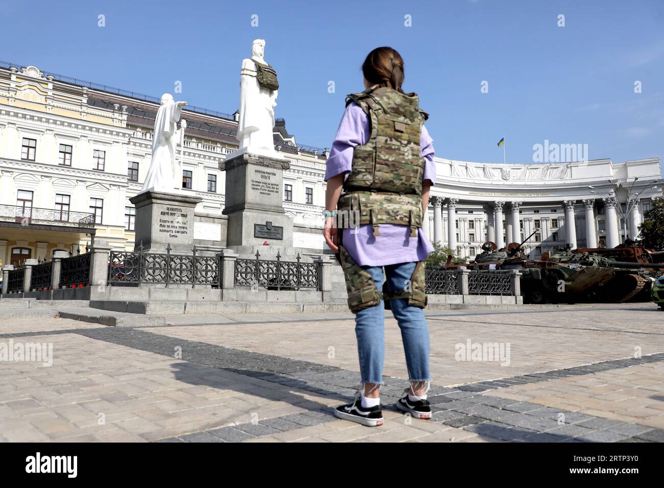 KYIV, UKRAINE - SEPTEMBER 14, 2023 - A woman wears the first Ukrainian ...