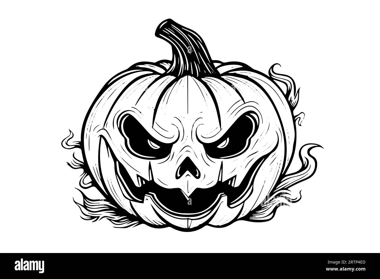 Halloween pumpkin head mascot engraving ink sketch hand drawn vector ...