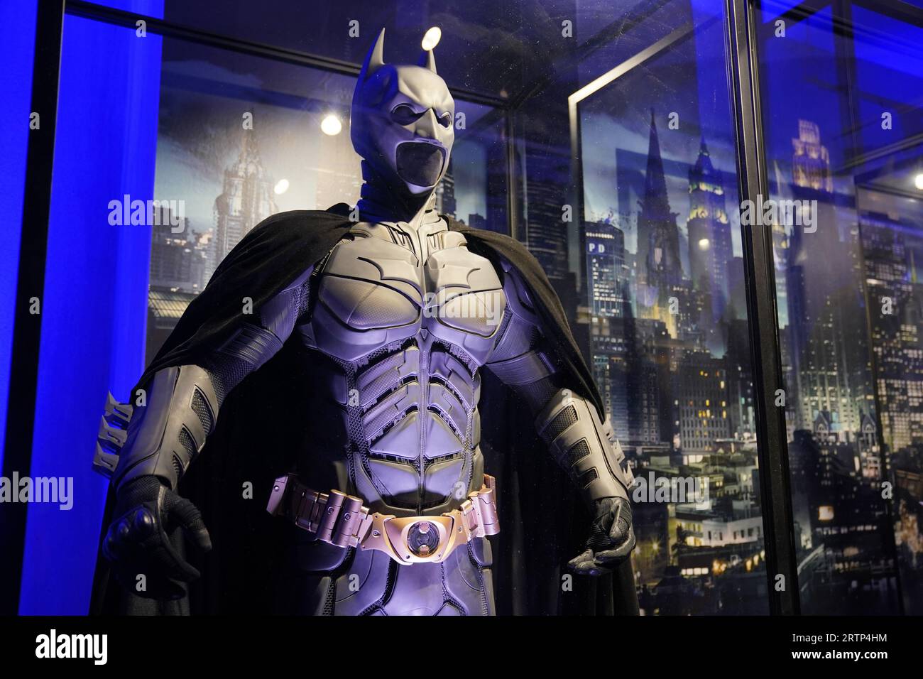 A costume worn in the movie The Batman at the DC Comics and Warner Bros ...