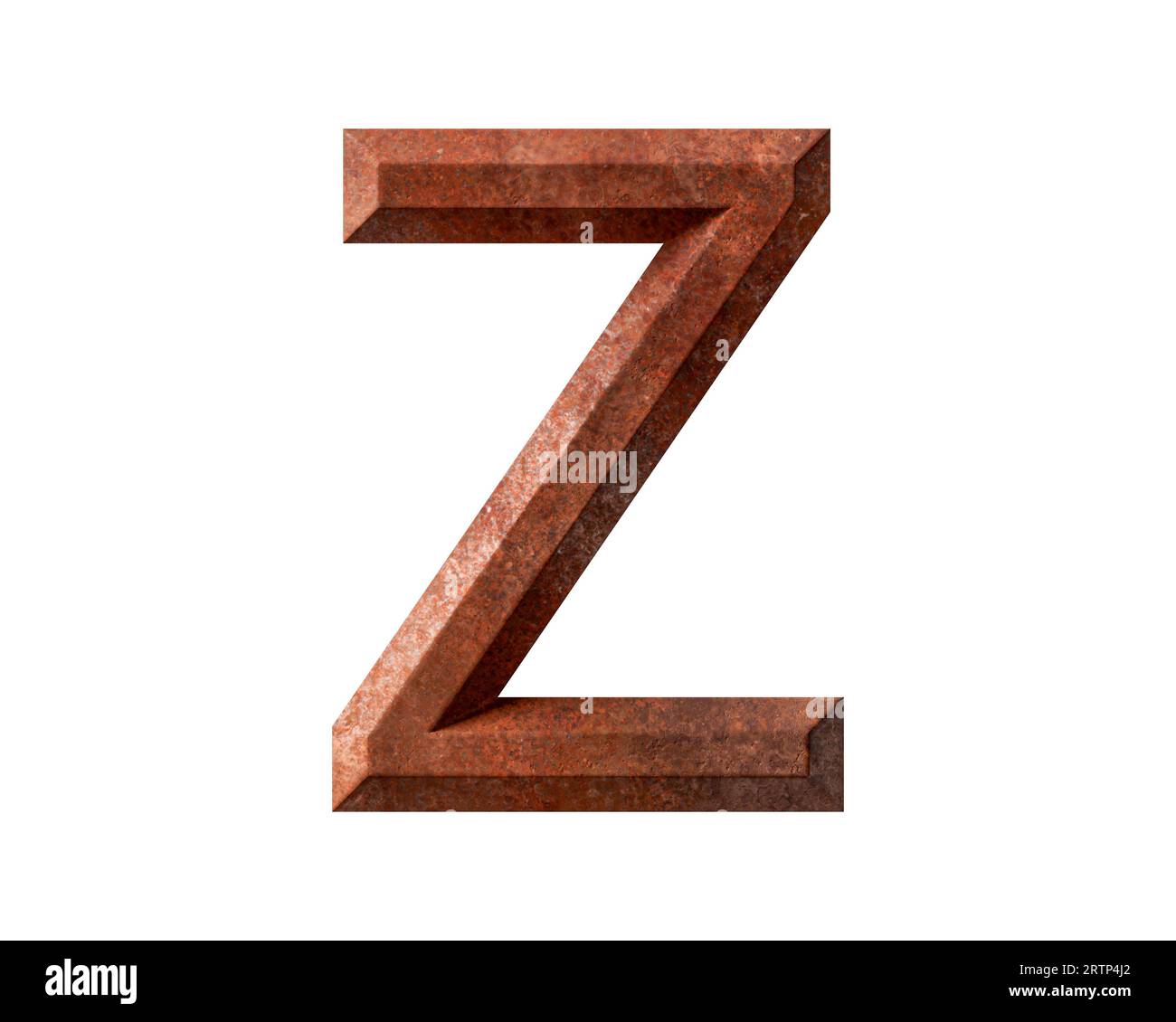 Letters made of rusty metal. 3d illustration of rust iron alphabet ...