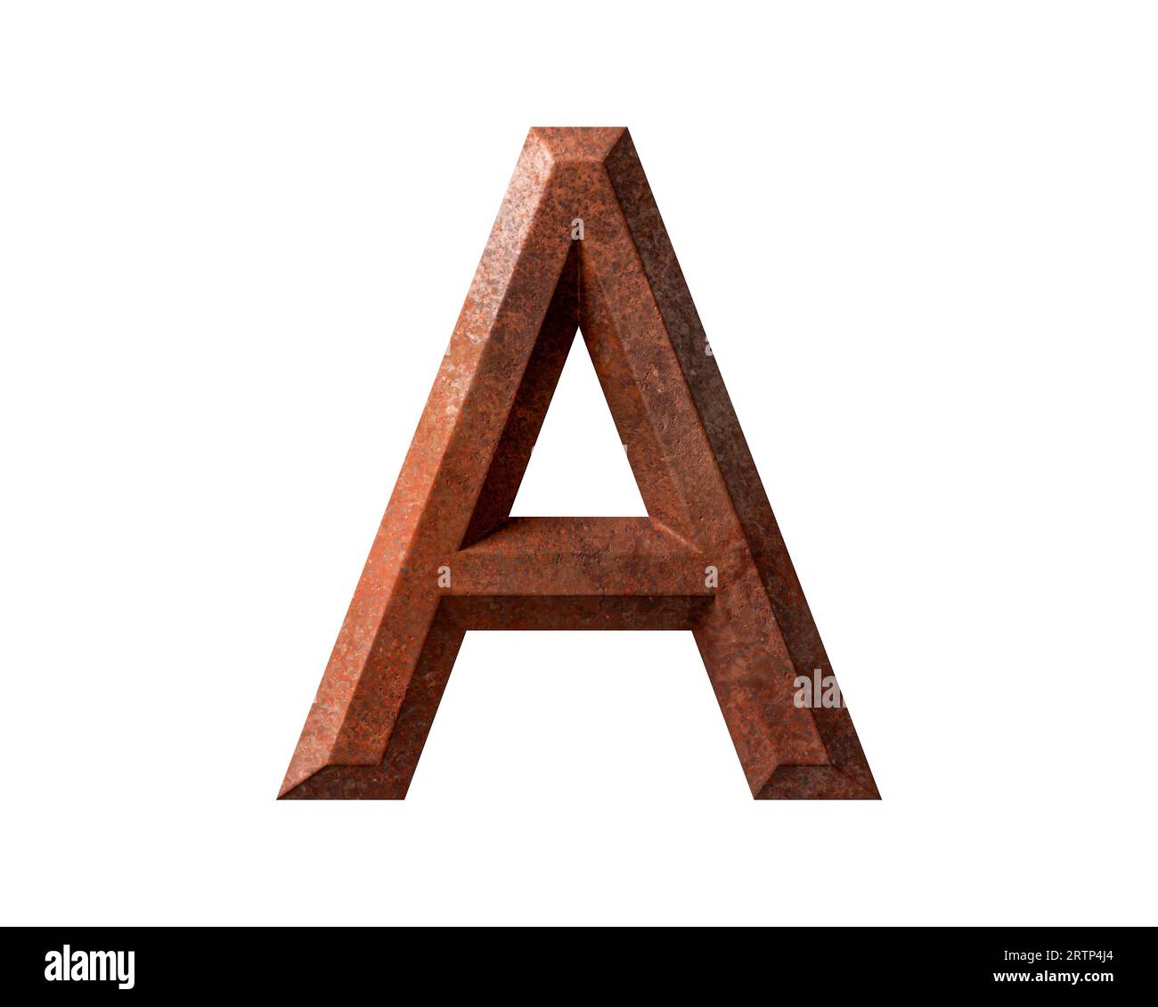 Letters made of rusty metal. 3d illustration of rust iron alphabet ...