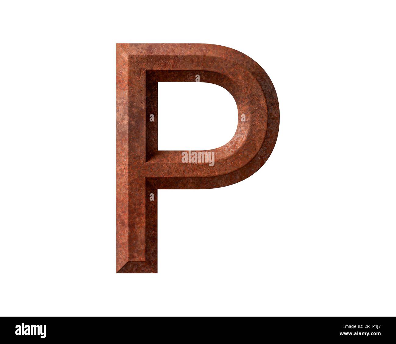 Letters made of rusty metal. 3d illustration of rust iron alphabet ...