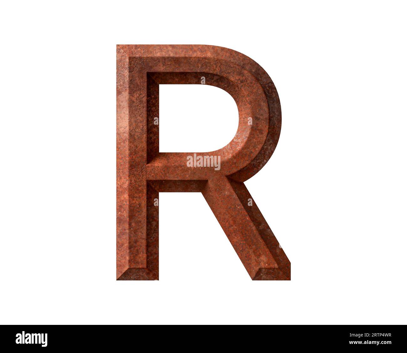 Letters made of rusty metal. 3d illustration of rust iron alphabet ...