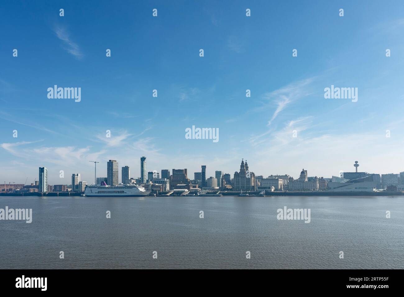 Liverpool city centre panoramic skyline across the River Mersey Stock ...