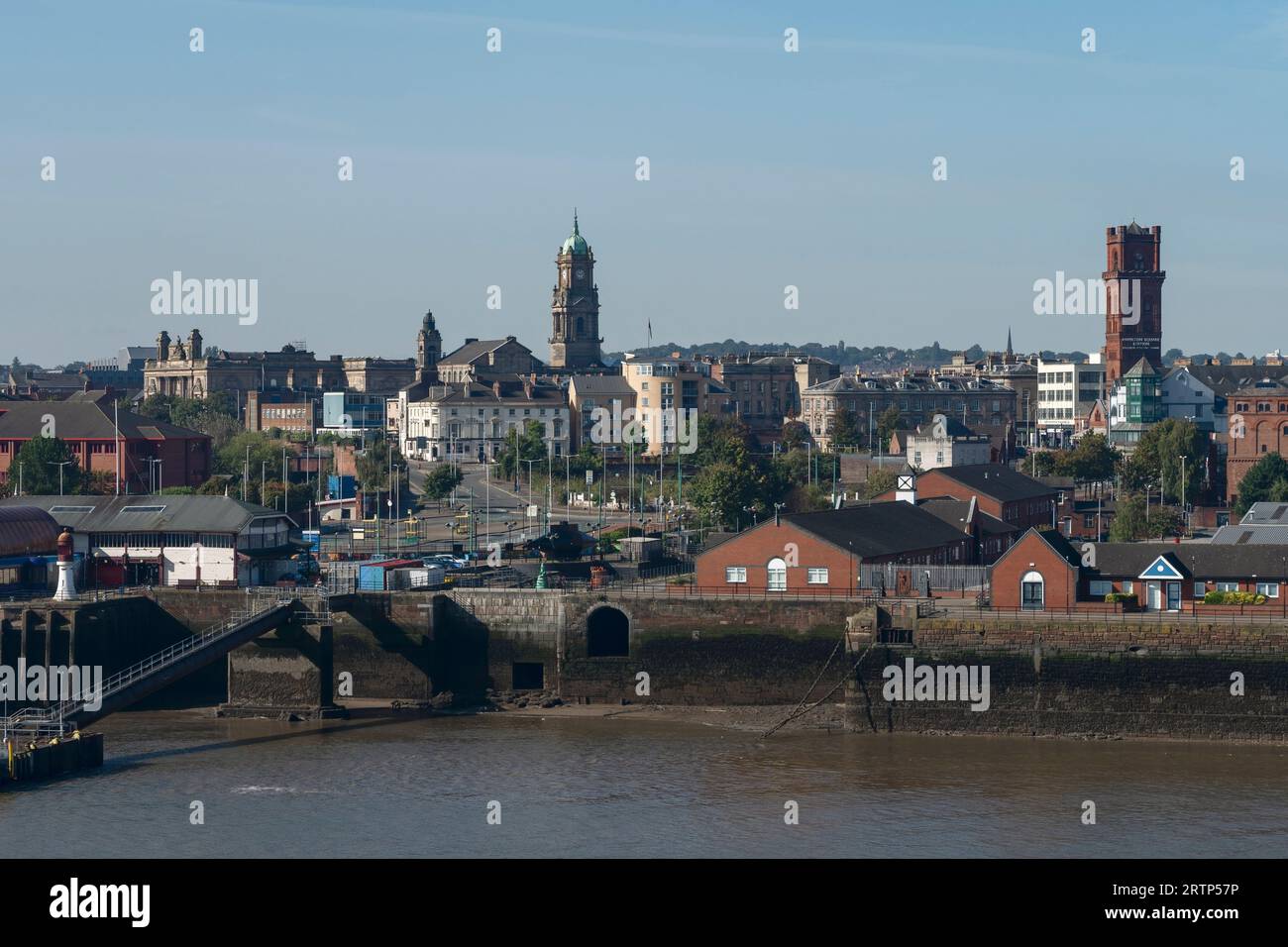 The skyline of Birkenhead on the Wirral UK including Birkenhead Town ...