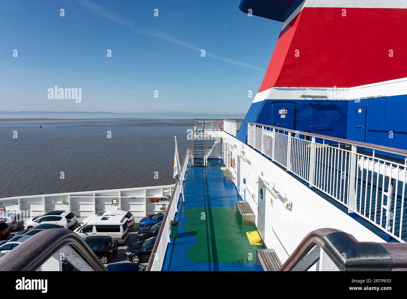 The rear deck under the funnel of Stena Edda Irish sea cross channel ...