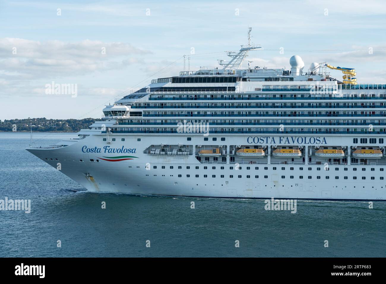 The Costa Favolosa cruise ship leaving Belfast in Northern Ireland UK ...