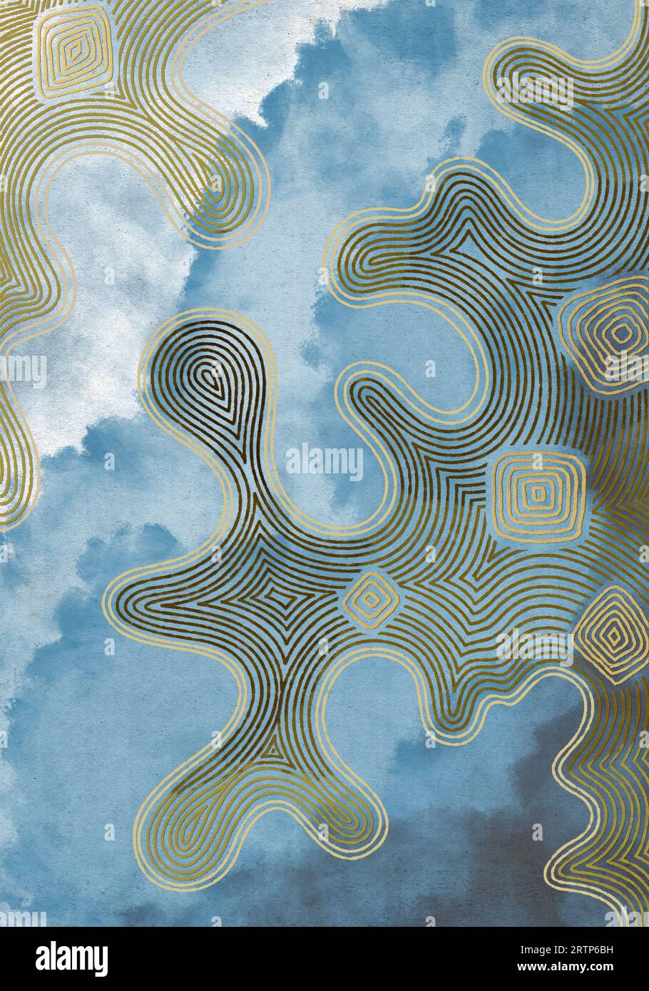 Water color sea background on sea wave lining art texture, sea wave ...