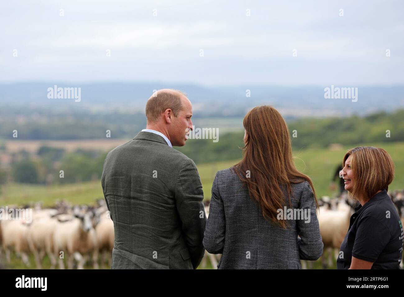 The Prince and Princess of Wales talk to Emily Stables during their ...