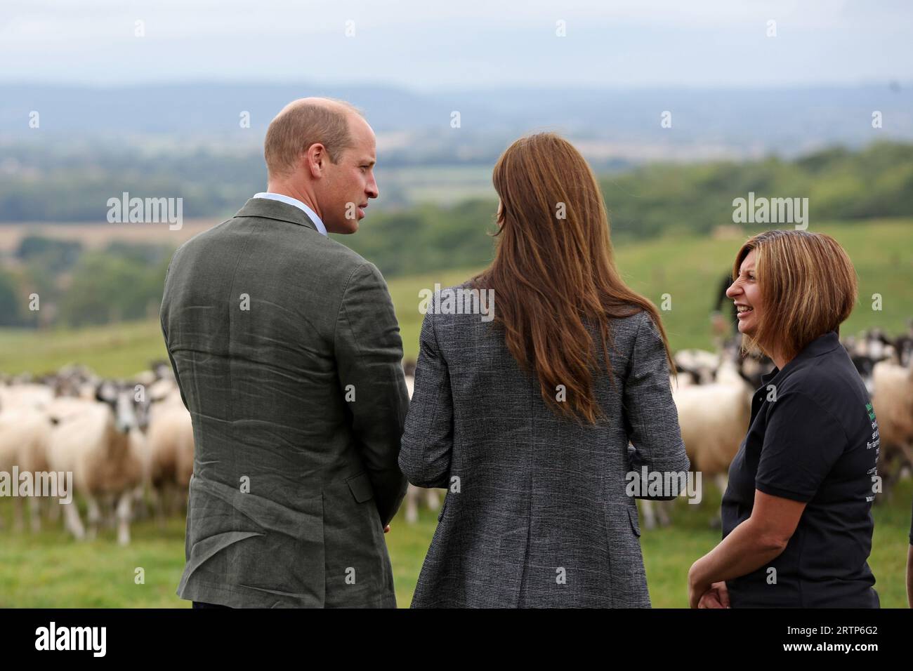 The Prince and Princess of Wales talk to Emily Stables during their ...
