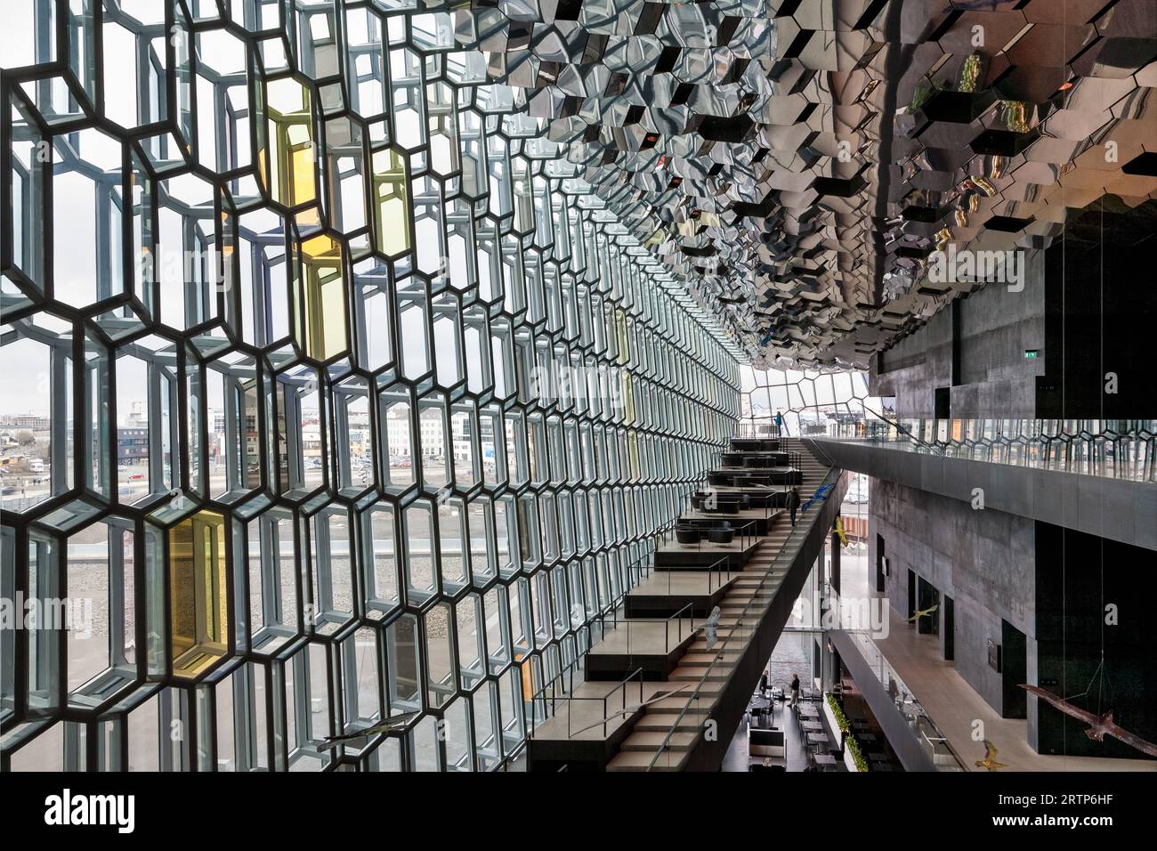 Spectacular interior at the Harpa Concert Hall in Reykjavik, Iceland ...
