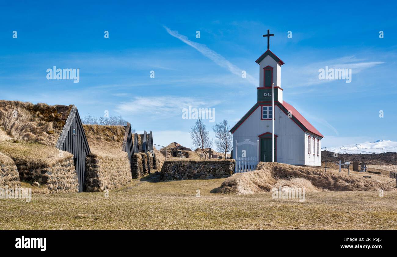 Keldur Hall and turf houses in Iceland Stock Photo - Alamy
