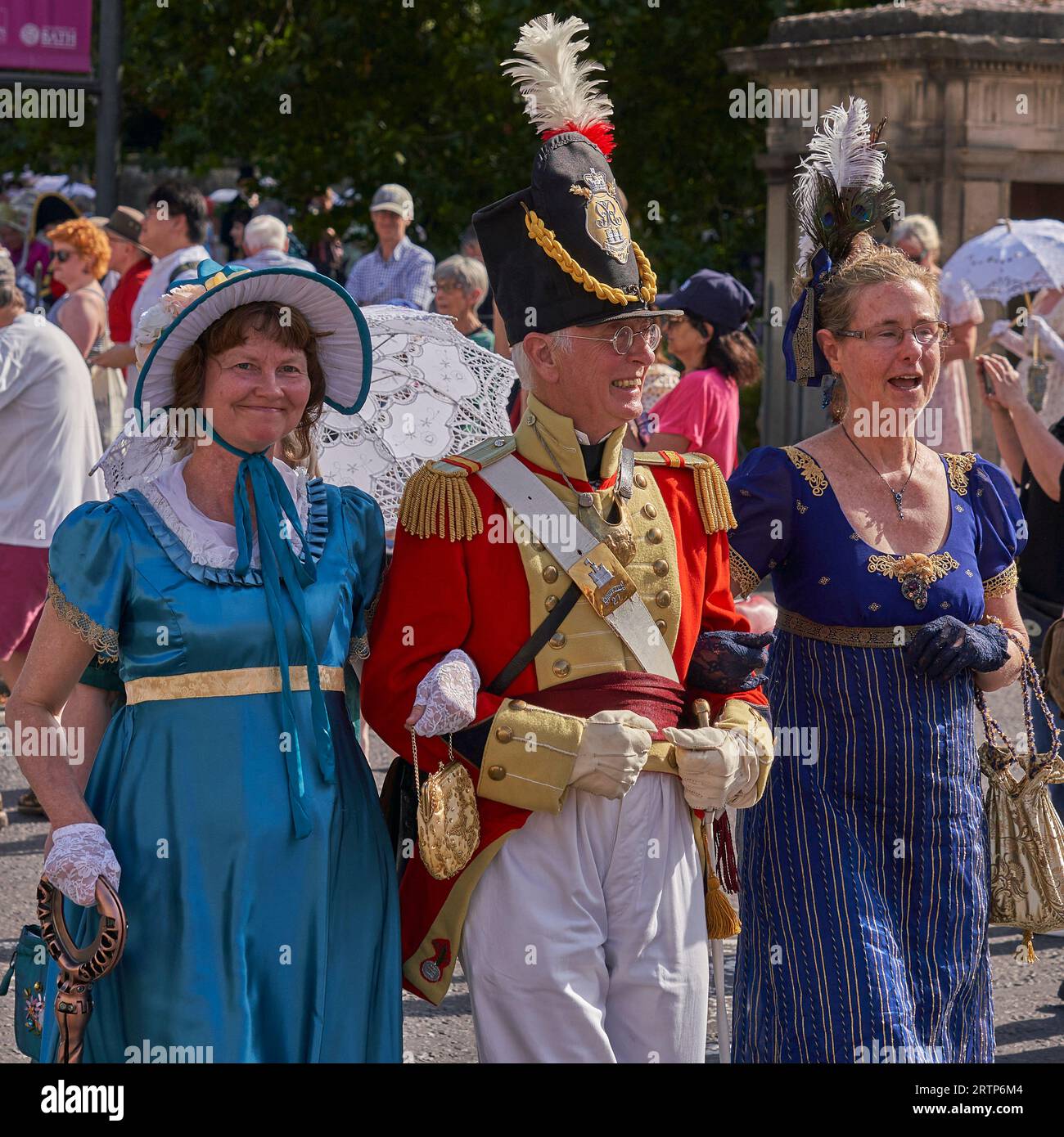 Parade of people dressed in period costume from the Georgian era as ...
