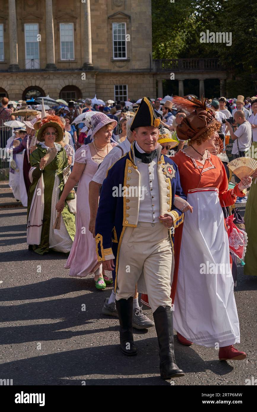 Parade of people dressed in period costume from the Georgian era as ...