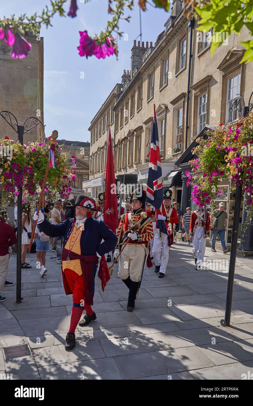 Parade of people dressed in period costume from the Georgian era as ...