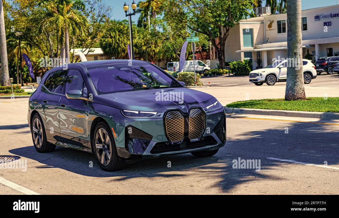 Miami, Florida USA - March 25, 2023: blue BMW iX 2023 SUV car vehicle ...