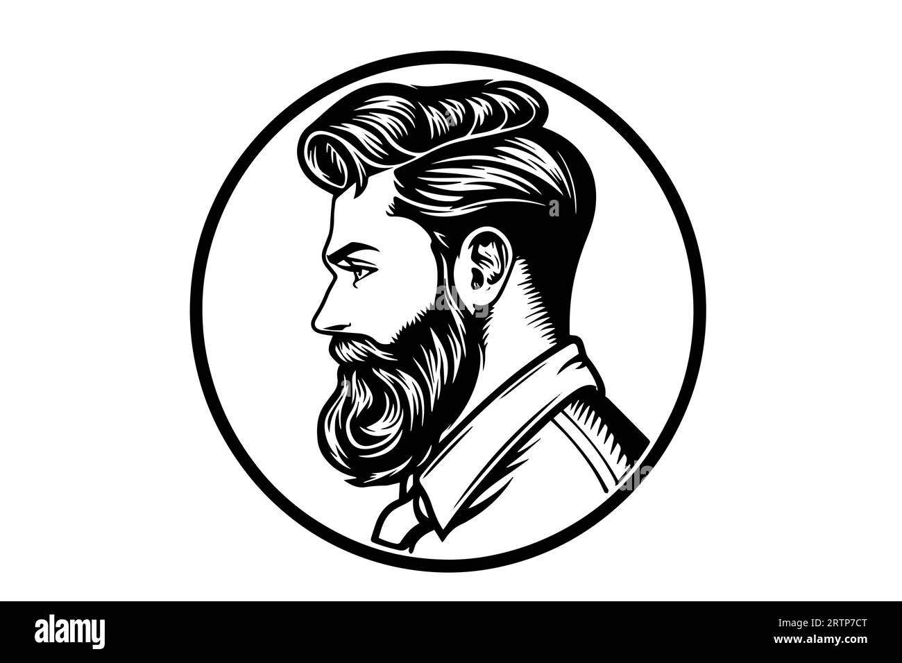 Hand drawn portrait of bearded man in profile. Hipster ink sketch ...