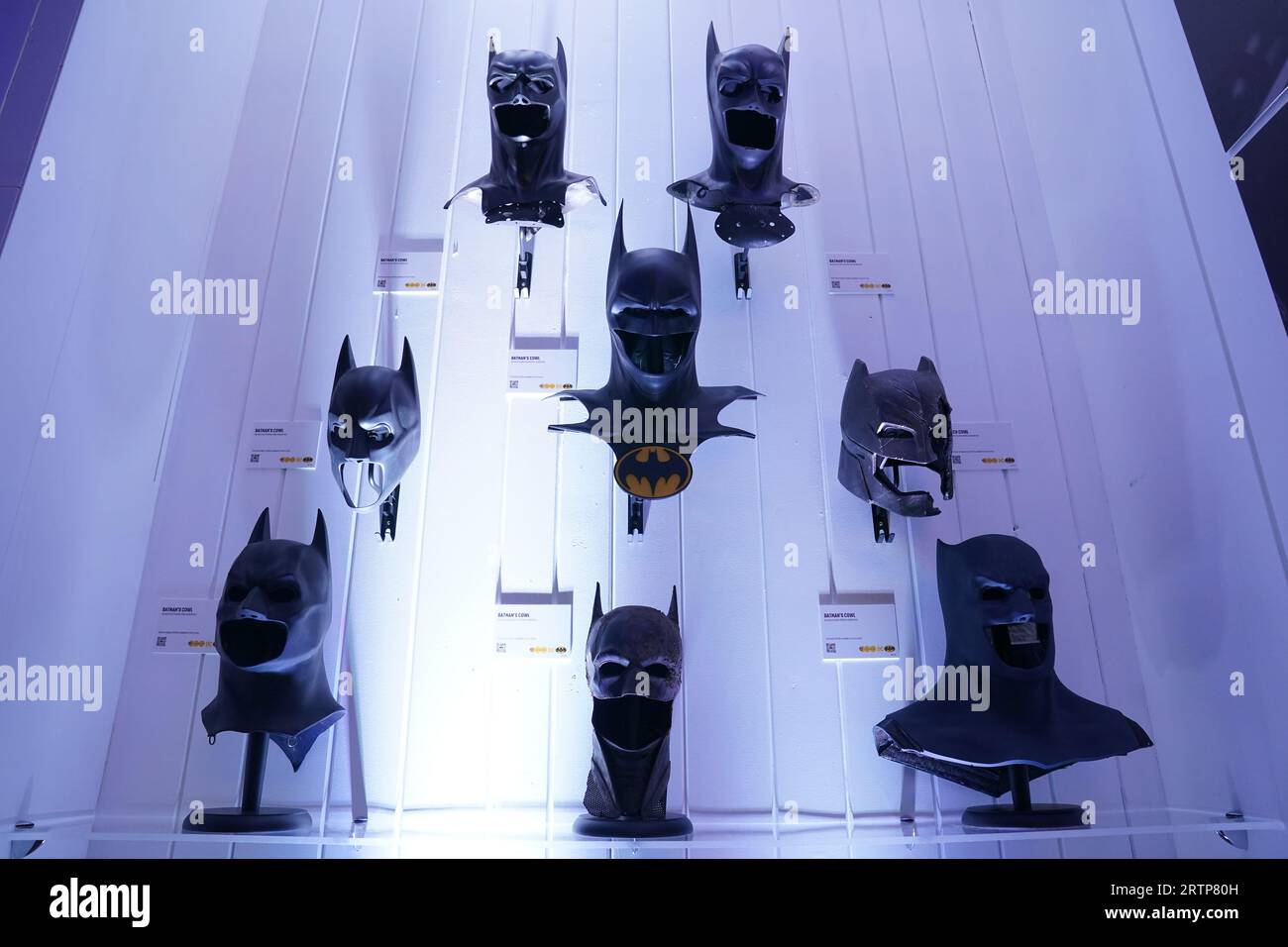 Cowls worn in the Batman movies at the DC Comics and Warner Bros Batman ...