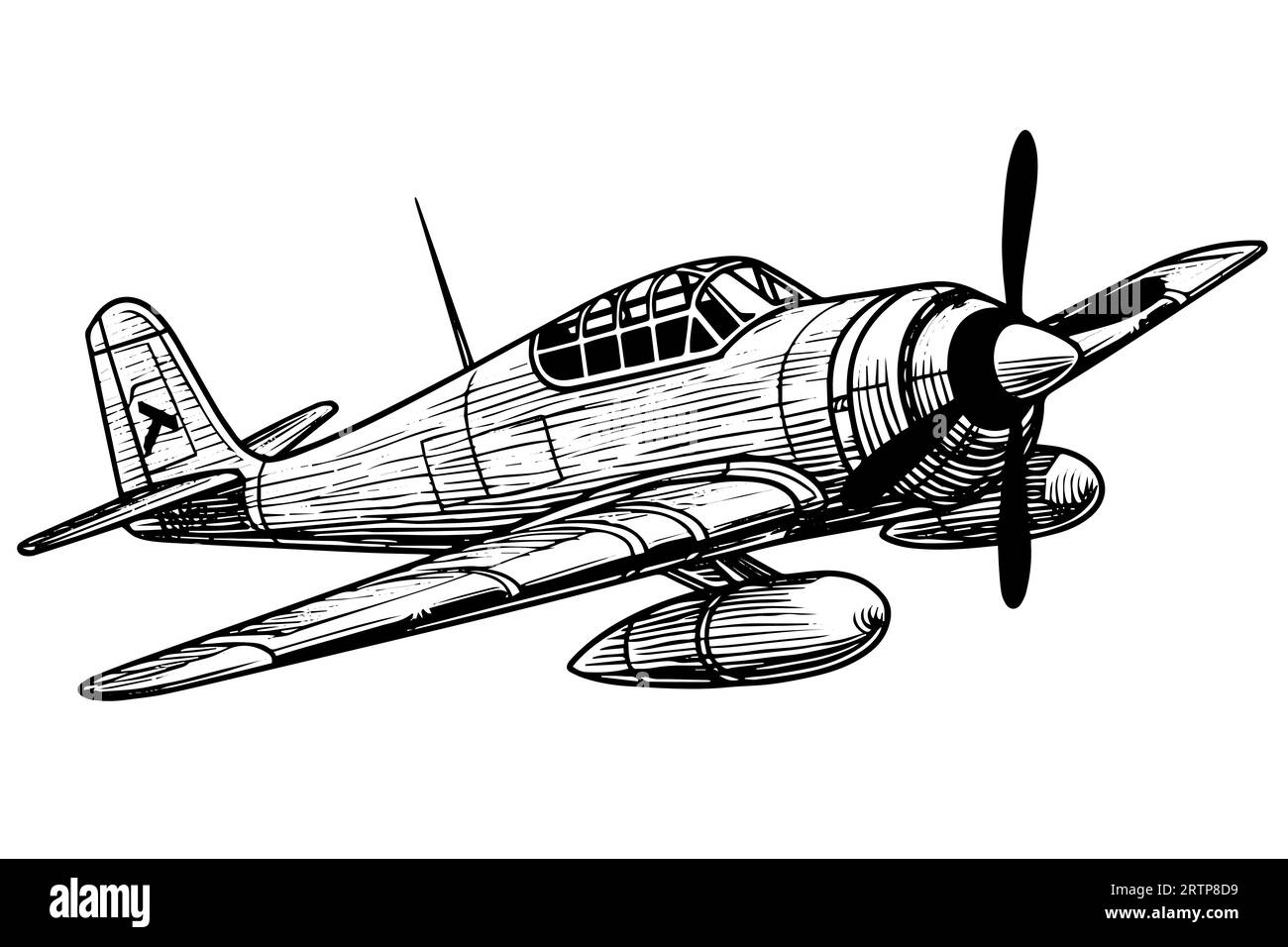 Hand drawn ink sketch of airplane. Engraving style vector illustration ...