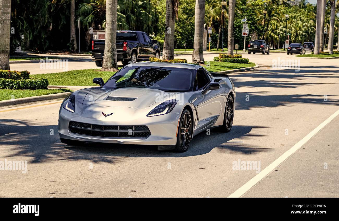 Miami, Florida USA - March 25, 2023: white Chevrolet Corvette C7 Z06 ...