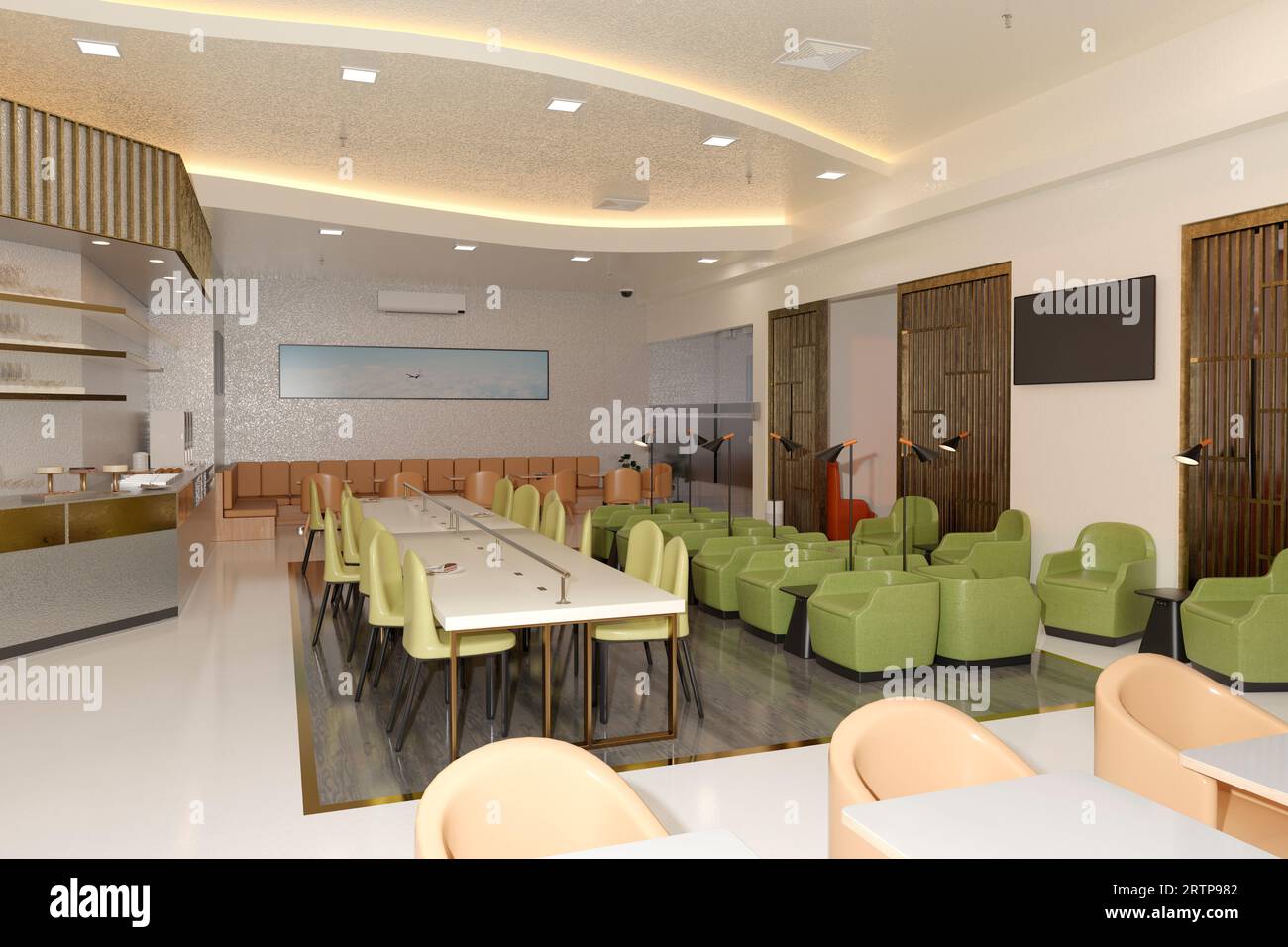 3D rendering of an airport lounge interior Stock Photo - Alamy