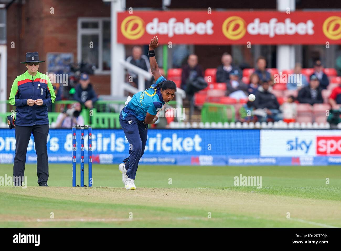 Leicester, UK. 14th Sep, 2023. Sri Lanka Achini Kulasooriya in action ...