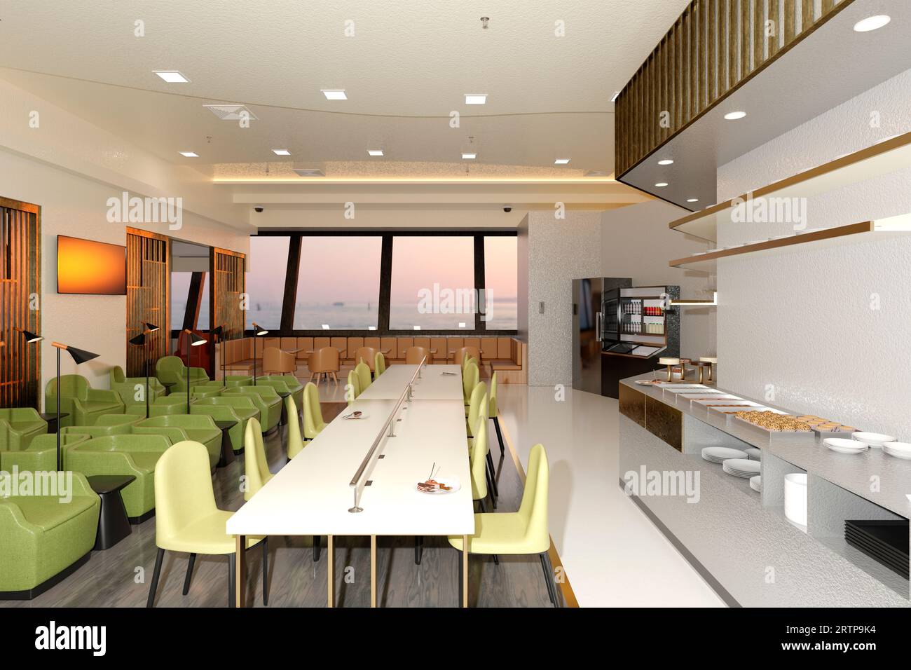 3D rendering of an airport lounge interior Stock Photo - Alamy