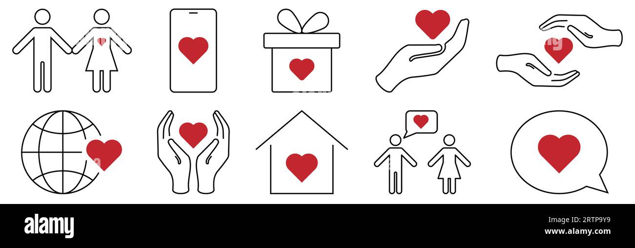 Love, friendship, care and charity concept icons. Design can use for ...