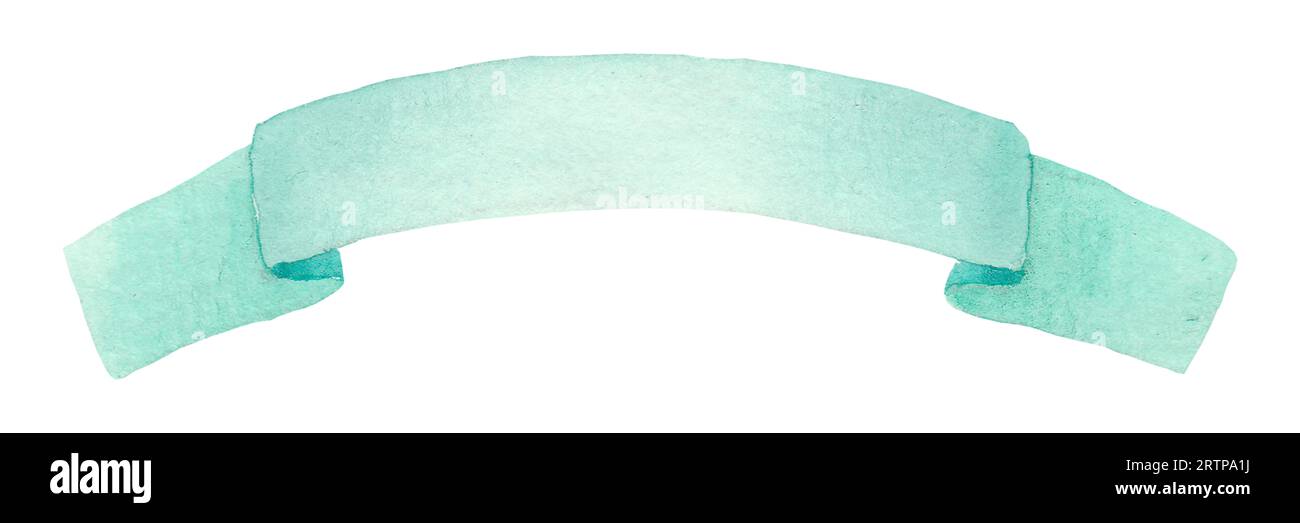 Hand drawn watercolor mint green ribbons. Hand drawn stripes or banners ...