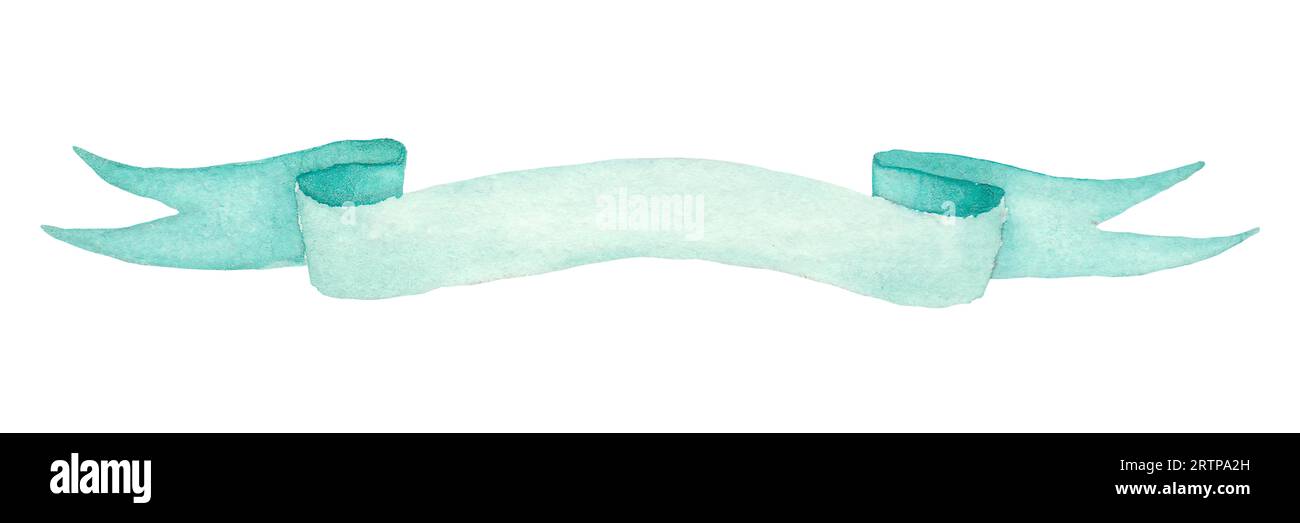 Hand drawn watercolor mint green ribbons. Hand drawn stripes or banners ...