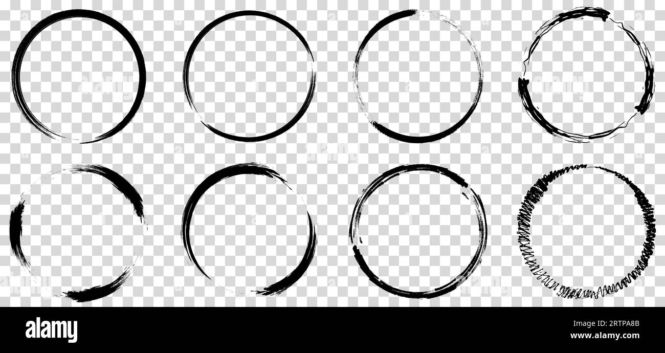 Set of grunge circles. Round black circle frames. Vector illustration ...