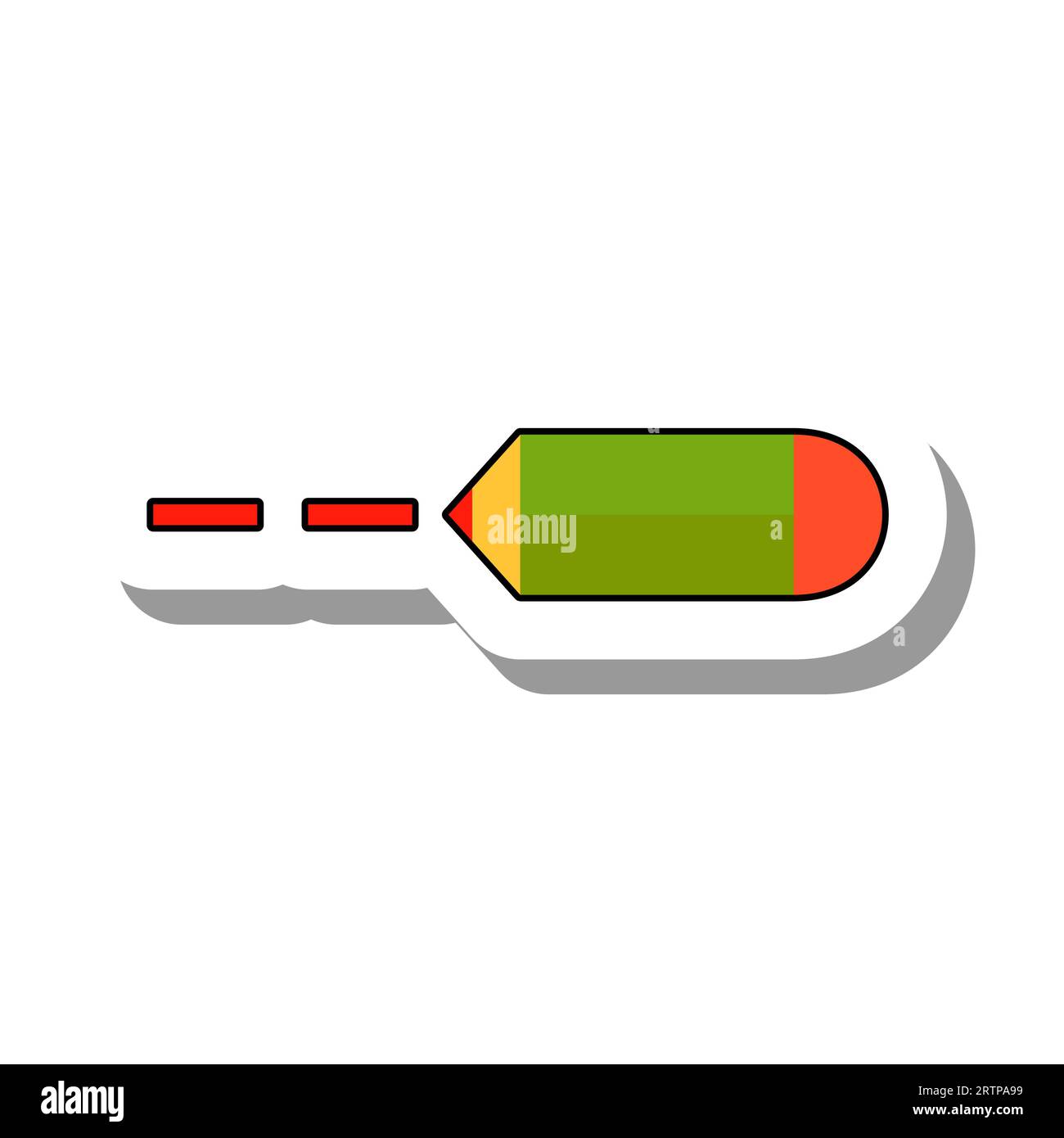 Tailor pencil drawing dotted cut line flat paper sticker icon Stock ...