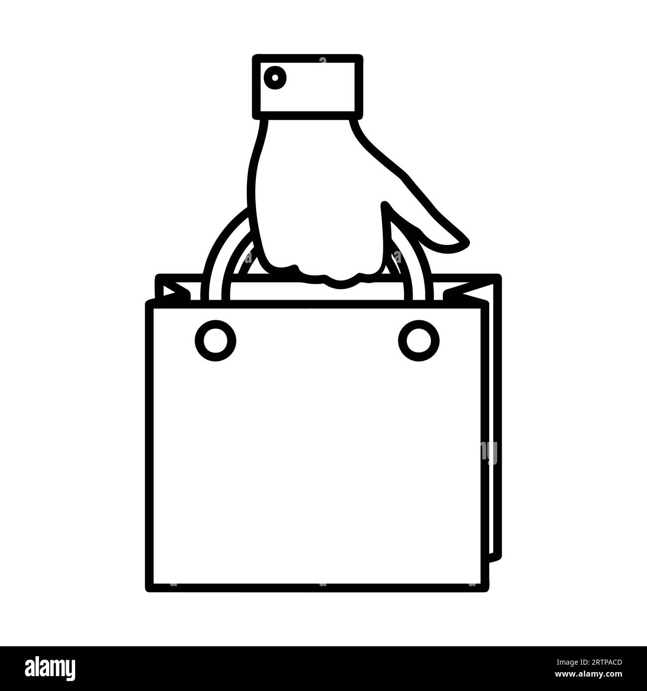 Simple outline of hand holding shopping bag vector icon Stock Vector ...