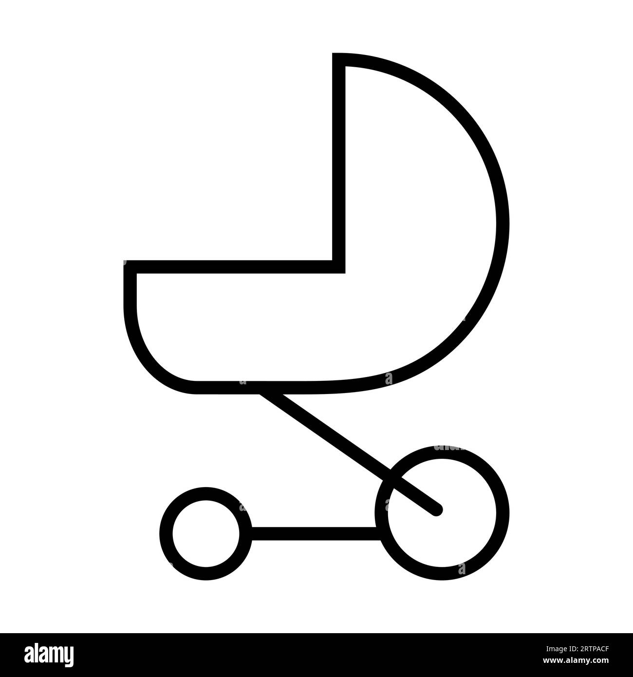 Simple outline of baby stroller with convertible top vector icon Stock ...