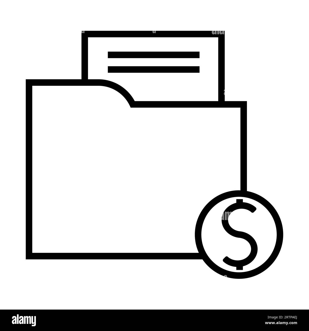 Simple outline of folder with document vector icon Stock Vector Image ...