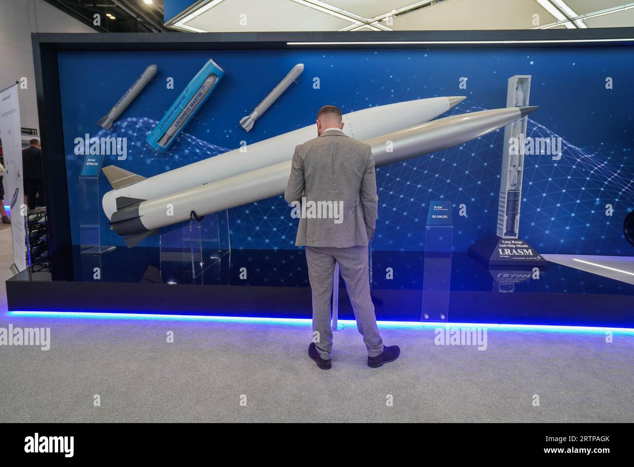 London UK. 14 September 2023 . A visitor views Lockheed Martin guided ...